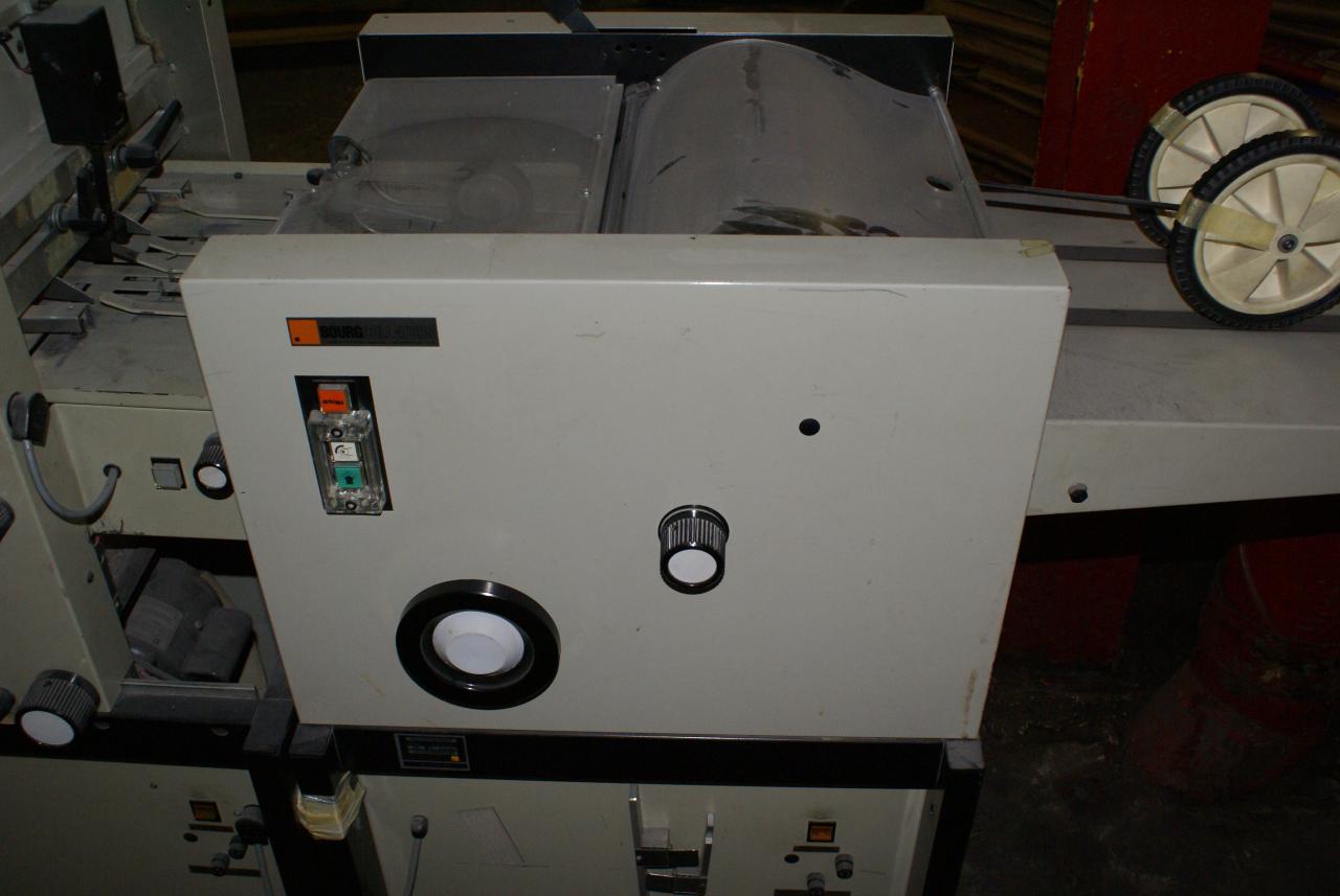 Lot #35: Bourg A14 Collator, Stitcher, Folder, Stacker with Double Bins ...